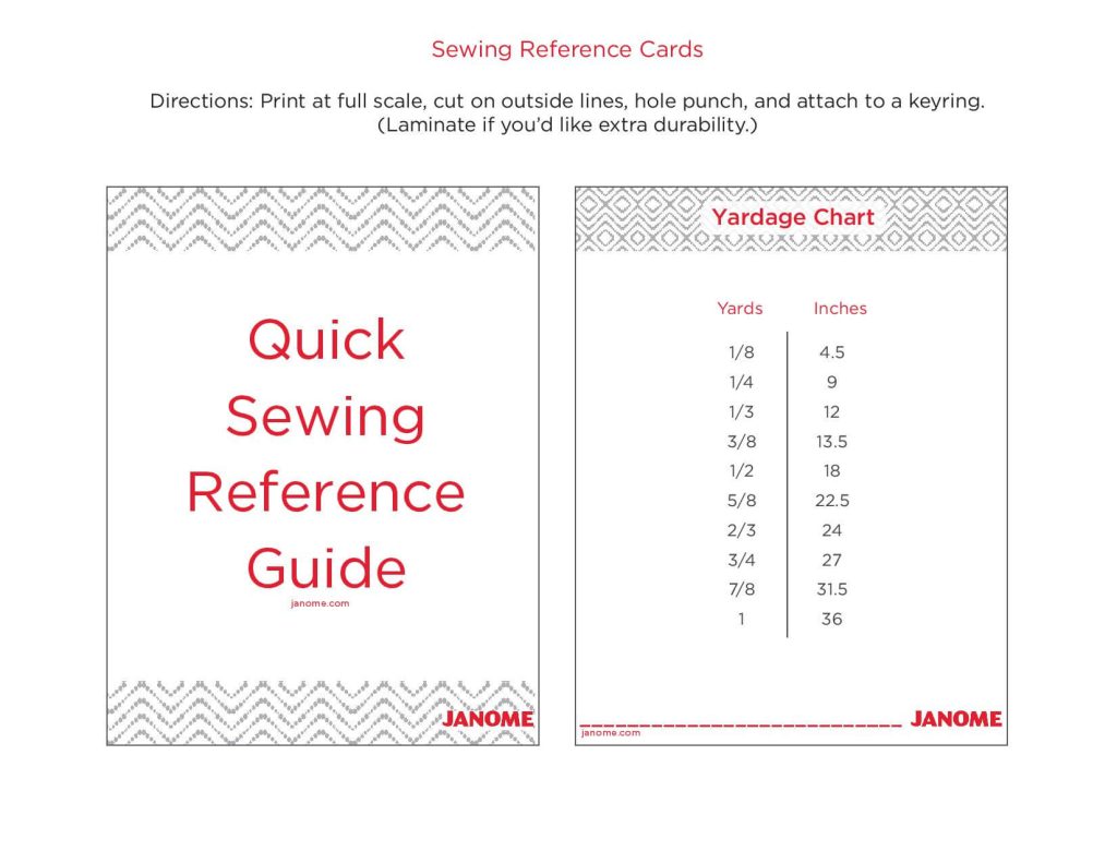 Janome Sewing Reference Cards - The Sewing Machine Shop